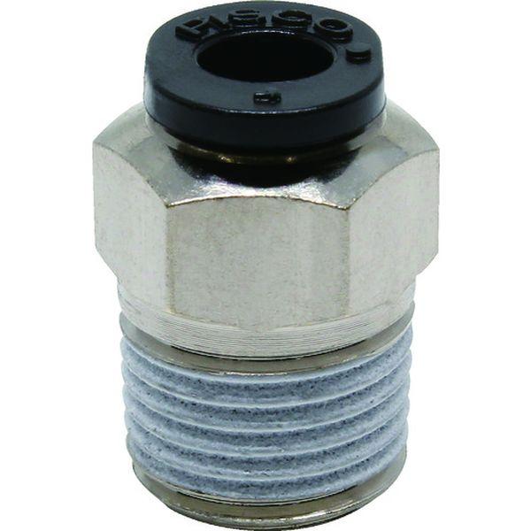 ・スタンダードタイプに比べ、容積比40%の小型化に成功したワンタッチ継手です。・開放リングを楕円形状にすることで、超小型にもかかわらずチューブの脱着が簡単です。・適合チューブ外径(mm)：4・接続口径：R1/8・六角対辺(mm)：10・流体...