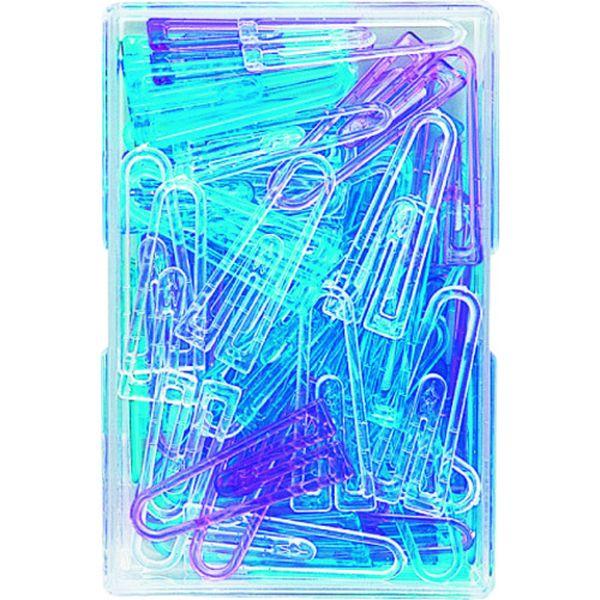 ・プラスチックの錆びないゼムクリップです。・書類などを留められます。・サイズ：プチ(25mm)・色：マリンカラー4色アソート・挟口寸法(mm)：9・縦(mm)：25・横(mm)：9・PS樹脂・生産国 日本・JANコード 4902787003...