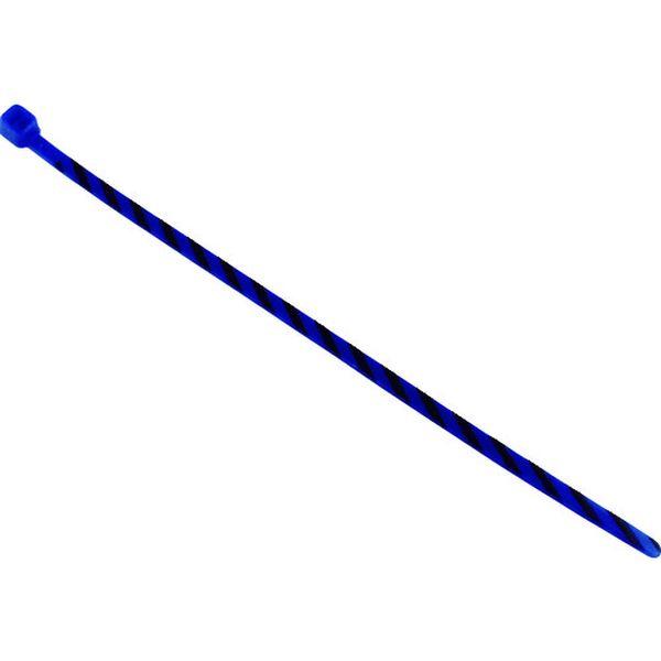 ・柔軟性に優れており電線にピッタリとフィットします。・色がストライプになっていて、色分けによる識別などに最適です。・ケーブルの結束、固定に。・色：青/黒・幅(mm)：2.5・長さ(mm)：102・厚さ(mm)：0.9・最大結束径(mm)：2...