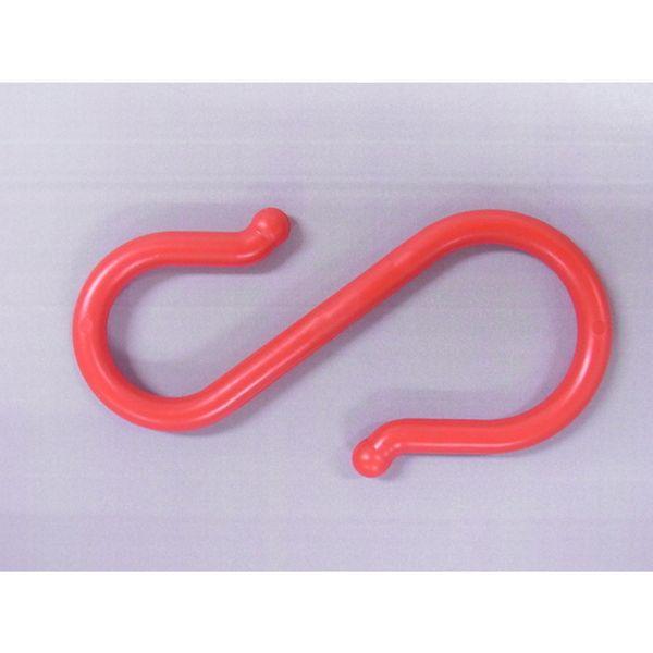 ・プラスチック製で軽量タイプのエスフックです。・PCチェインの先端金具、軽量物の吊り下げ用。・色：赤・使用荷重(kN)：0.0049・線径(mm)：8・参考使用荷重(kg)：0.5・Sフック115mm赤(50個入)・本体：ポリスチレン・プラ...
