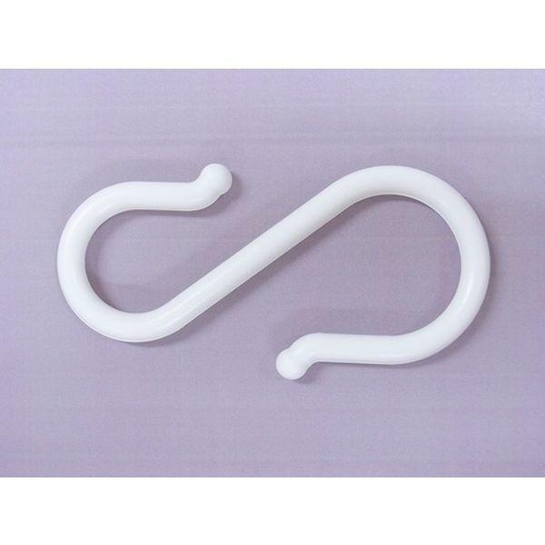 ・プラスチック製で軽量タイプのエスフックです。・PCチェインの先端金具、軽量物の吊り下げ用。・Sフック115mm白(50個入)・本体：ポリスチレン・プラスチックチェイン・フックは荷重を継続的にかけると伸びて切れる恐れがあります。吊下げ用とし...