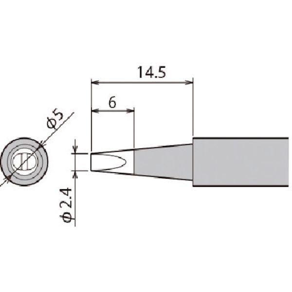 ・鉄メッキ処理の長寿命こて先です。・表面実装部品に。・コテ先名称：Φ2.4mm・適合機種：PX-280/280E・先端2.4mm幅のマイナス状・生産国 日本・JANコード 4975205566209・質量 10g・コード：249-3819 ...