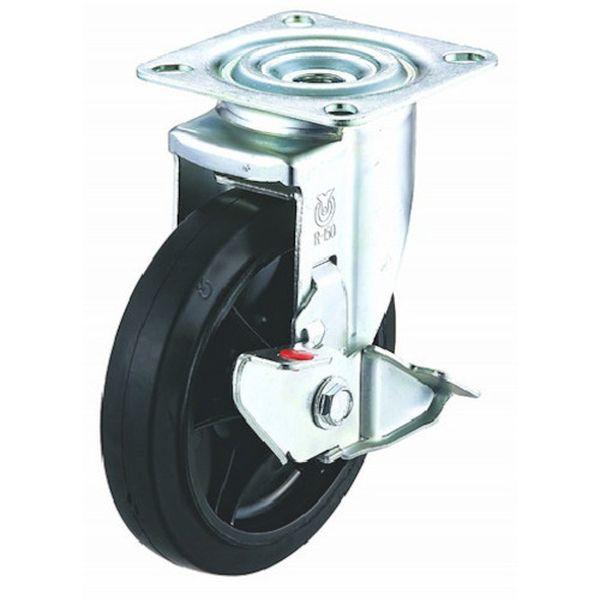 ・ボックスパレットで使用されている標準ピッチです。・取付ピッチが自在、自在ストッパー付共に同一です。・ロールボックスパレットなどに。・車輪径D(mm)：150・タイプ：自在式(ストッパー付)・許容荷重(daN)：160・許容荷重(kgf)：...