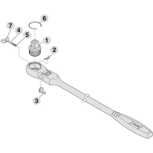 ・ラチェットハンドル用リペアキットです。・適合機種：RH2FHS、RH2FH、RH2FHL、RH2FHX・構造用鋼・歯車組立、防塵用フタ、小ハンドル、ブッシュ、スプリング、止め輪、クサビ・歯車組立、クサビ、小ハンドル、ブッシュ、スプリング、...