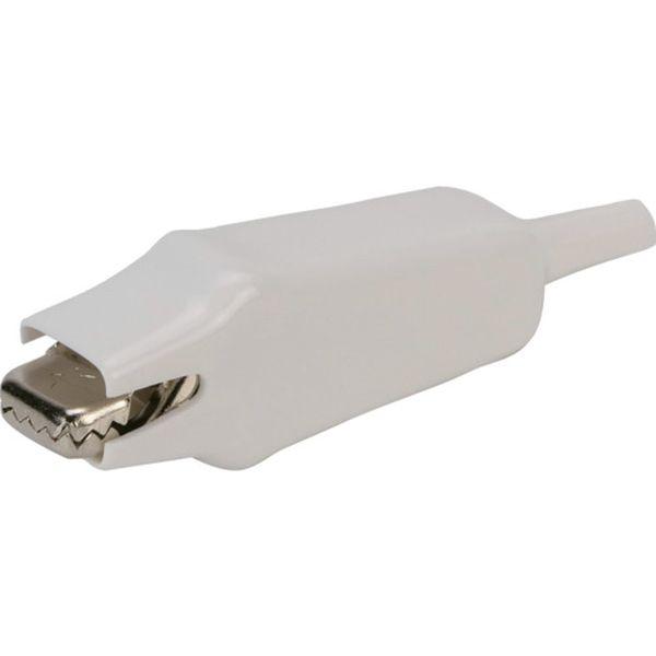 ・くわえる力が強く、安全・正確・迅速に電路の接続ができます。・ビニールカバーは、クリップの口が大きく開く様に切り欠きを入れています。・電気機器・測定機器、アース用端子など。・色：白・定格(A)：10・全長(mm)：80・穴寸法(mm)：4・...