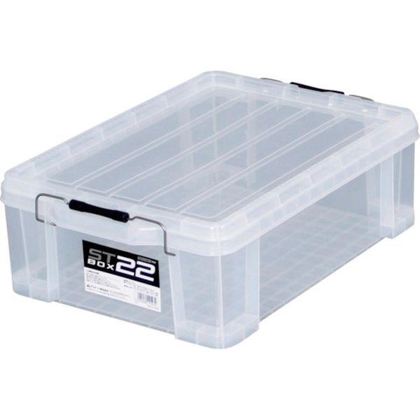 ・スタッキング(積み重ね)でき便利です。(当社品番＃22，＃45)・長さを測れるフタに43cmまでの便利な目盛り付です。・内容物が見やすいナチュラルカラー・工具や大工道具、アウトドア用品などの収納に便利。・容量(L)：23・色：クリア・外形...