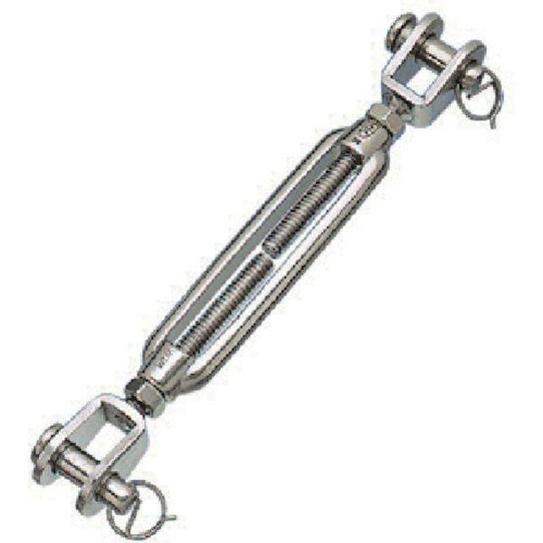 ・枠を回転させると、ゆるめたり、締めたりすることができます。・リングを外すことにより、簡単に対象物に取付けられます。・ワイヤロープの張り具合の調節に。・使用荷重(kN)：2.45・ねじ径：W5/16・L(mm)：120・A(mm)：62・W...