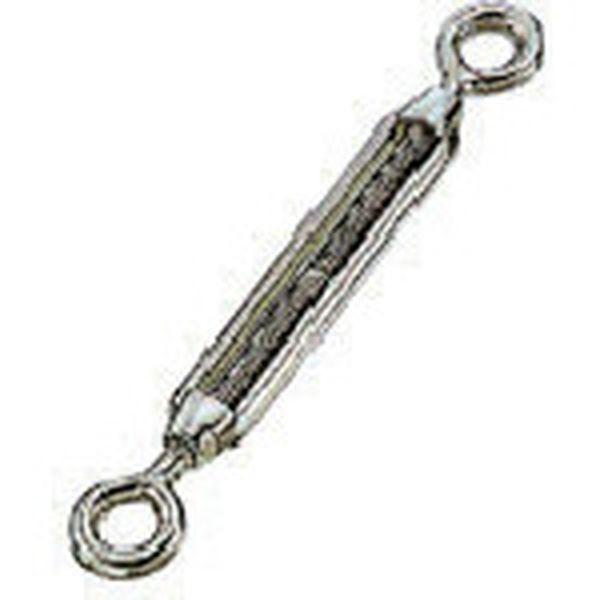 ・枠を回転させると、ゆるめたり、締めたりすることができます。・ワイヤロープの張り具合の調節に。・使用荷重(kN)：4.41・ねじ径：W3/8・L(mm)：150・A(mm)：75・W(mm)：26・B(mm)：122・d(mm)：15・D(...