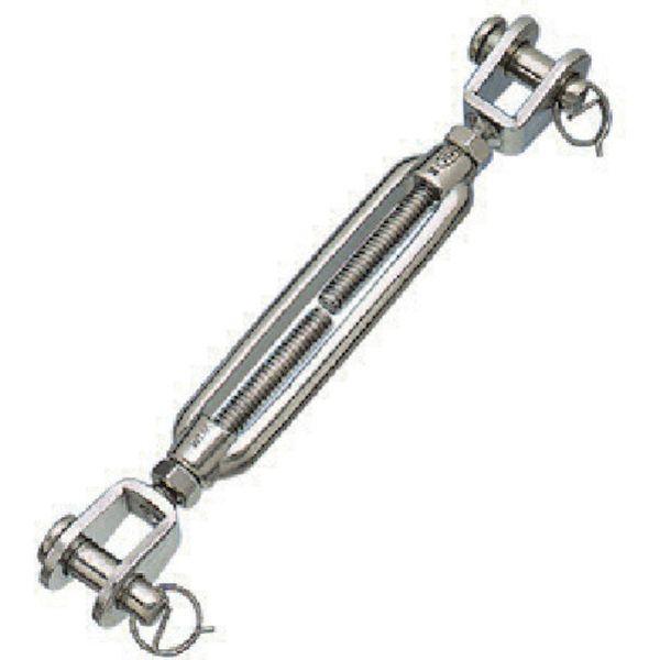 ・枠を回転させると、ゆるめたり、締めたりすることができます。・リングを外すことにより、簡単に対象物に取付けられます。・ワイヤロープの張り具合の調節に。・使用荷重(kN)：2.94・ねじ径：W3/8・L(mm)：150・A(mm)：77・W(...