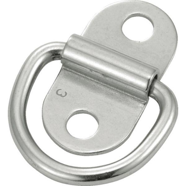 ・リング部分が倒れるので、使用しない時は倒すと邪魔になりません。・使用時には簡単にロープ・ワイヤ・チェーンなどを通すことができます。・テントロープの端末処理、懸垂幕などの細物ワイヤ・ロープなどの受け金具として。・使用荷重(kN)：0.05・...