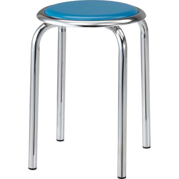 ・脚部はメッキ仕上げで高級感があります。・スタッキングが可能です。(4脚まで)・張地：ビニールシート張り・脚色：クロムメッキ・色：ブルー・座幅(mm)：320・座奥行(mm)：320・幅(mm)：430・座高(mm)：455・座部:鋼板(ク...