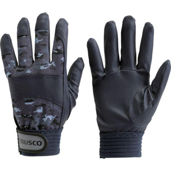 ・エンボス加工PU生地で軽くて丈夫、フィット感・グリップ力に優れています。・ぬれてもグリップ力が変わりません。・防衛省納品、建築土木、電気工事、荷役、組立作業。・色：ブルー迷彩・サイズ：L・全長(cm)：22.0・手のひら周り(cm)：19...