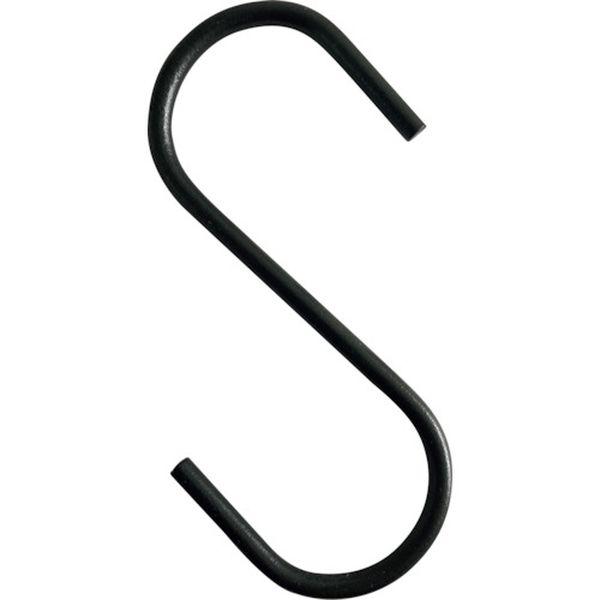 ・スチール製S字フックです。・物の吊り下げ、引っ掛けとして。・色：黒・使用荷重(kN)：0.15・D(mm)：4・L(mm)：75・S(mm)：22・スチール・表面処理：粉体塗装・生産国 中国・JANコード 4550414346233・質量...