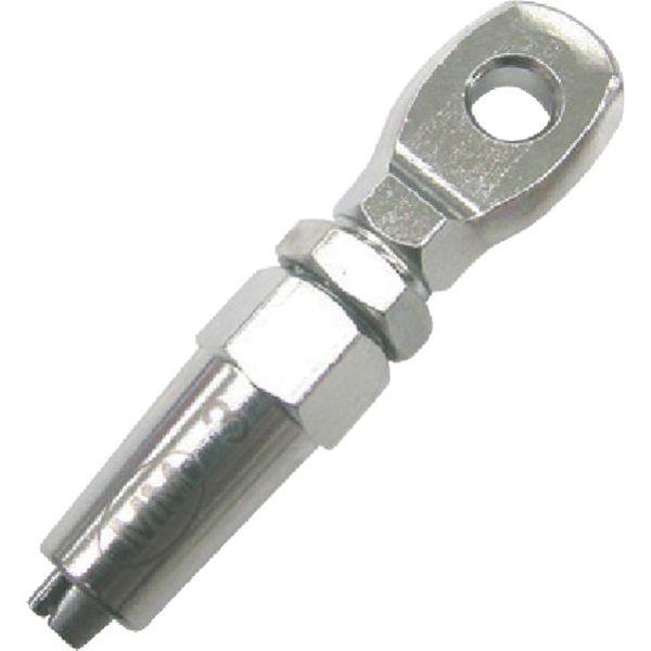 ・ワイヤを現場で取付できます。・ワイヤロープの端末に。・D(mm)：6.3・(L)(mm)：58・適合ワイヤ径(mm)：3・L2(mm)：26・L3(mm)：9.5・t(mm)：5.4・L1(mm)：27・W(mm)：16・ステンレス(SU...