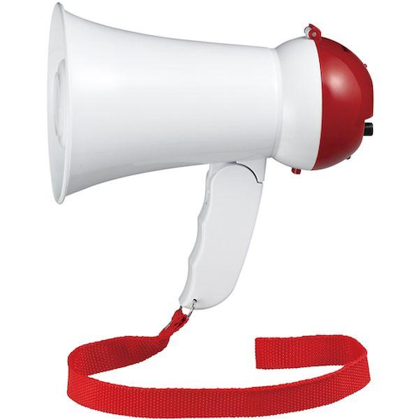 ・サイレン音で非常時に周囲へ注意喚起します。・音声やサイレンの音量を簡単に調整できます。・折りたたみハンドルタイプなのでコンパクトに収納できます。・定格出力(W)：5・音声通達距離(m)：約100・内蔵音通達距離(m)：約100・口径(mm...
