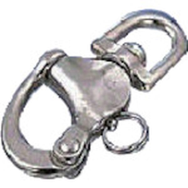 ・アイの部分が回転するので、つないだチェーンなどがよじれません。・リングを引くとフックが外れます。・チェーン・ワイヤ・ロープ等の連結金具として、また端末の金具のジョイントに。・B(mm)：15・D(mm)：5・L(mm)：68.5・W(mm...