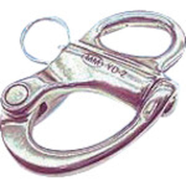 ・リングを引くとフックが外れます。・チェーン・ワイヤ・ロープ等の連結金具として、また端末の金具のジョイントに。・B(mm)：14・D(mm)：4・L(mm)：55・W(mm)：37・d(mm)：10・使用荷重(kN)：1.47・材質：ステン...