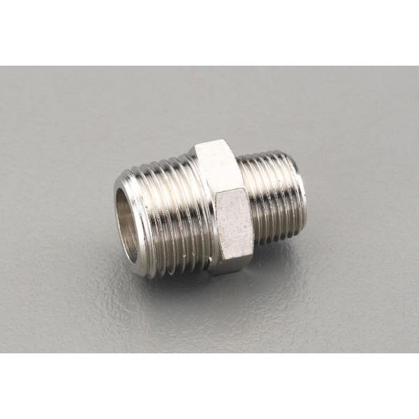 ●材質:真鍮（ニッケルメッキ）●最高使用圧力:0.78MPa（8kgf//cm2）●ねじ径:R（PT）1/8"×R（PT）3/8"●ねじ有効長:7.6×11.6mm●六角対辺:17mm●全長:24.2mm●重量:約19gEA141CD-11...