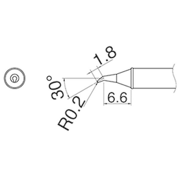 こて先：R0.2mmこて先長：6.6mm+1.8mm(先端曲がった部分)先端角度：30℃設定温度：450℃EA304AL用の交換用こて先です。EA304AL-40EA304AL-40