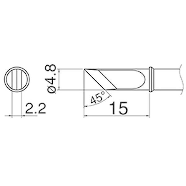 こて先：4.8mmこて先長：15mm設定温度：350℃EA304AL用の交換用こて先です。EA304AL-45EA304AL-45