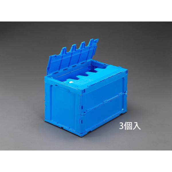 ●容量:92.2L●サイズ（外寸）:649×440×419（H）mm●サイズ（内寸）:600×406×390（H）mm●カラー:ブルー●材質:ポリプロピレン●入数:3個●折りたたみ時全高:91mm●重量:4,230g（1個当たり）積み重ね可...