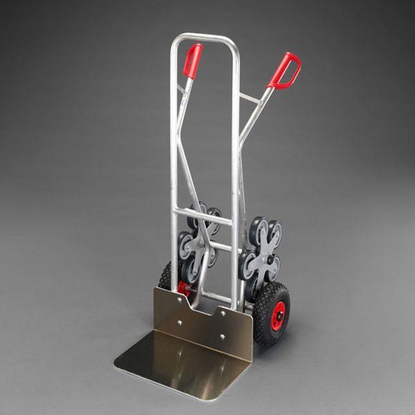 全幅：590mm車輪径：ゴム車輪（エアー入り）：φ260×85mm、 エラストマー車輪：φ125×32mm重量：16kg積載均等耐荷重：200kg荷台サイズ：300×480mm全高(mm)：1300材質：本体：スチール、 車輪（大）：ゴム（...