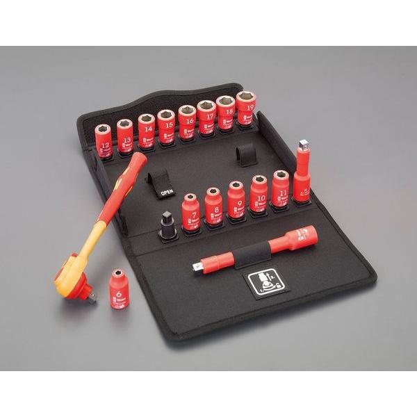 差込角：3/8""(3/8"")絶縁ソケット(6角)：6・7・8・9・10・11・12・13・14・15・16・17・18・19mm(3/8"")絶縁ラチェットハンドル：222mm(3/8"")絶縁エクステンションバー：91・166mm絶縁...