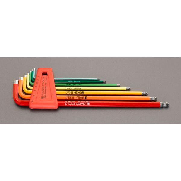 〈セット内容〉：7本組サイズ(mm)：1.5・2・2.5・3・4・5・6軸長：80〜185mmボールポイント付パウダーコート仕上げ色の違いによってサイズの選別が容易です。EA573LL-100EA573LL-100