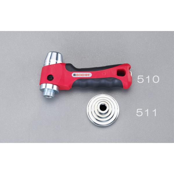 ●チャック範囲:2-50mm●チャックサイズ:φ57×32（H）mm●重量:265g●適合ハンドル:EA576F-510●適用ポンチ替刃:EA576F-102--150必ずハンドルと専用チャックはセットでご使用ください。EA576F-511...