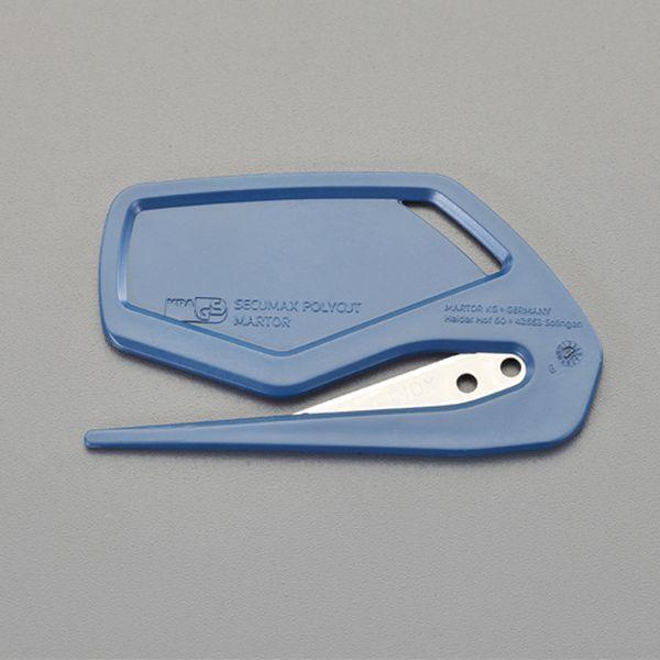 用途：使い捨てシートカッター材質：刃：ステンレス 本体：金属探知プラスチック全長：75mm刃幅：7mm刃厚：0.27mm刃長：28mmシート厚切断能力：3mm重量：9.4g金属探知ができる材質のため食品工場等の厳重な管理を必要とする現場でも...