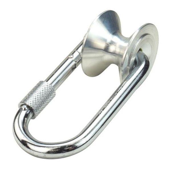 ●使用荷重(kg)…100●使用ロープ径(mm)…〜16●車径(mm)…48●全長(mm)…129●口の開き…18mm●線径…10mm●車幅…33mm●重量…255g●材質…本体：スチール（ニッケルクロムメッキ）滑車：アルミ合金●許容速度…...