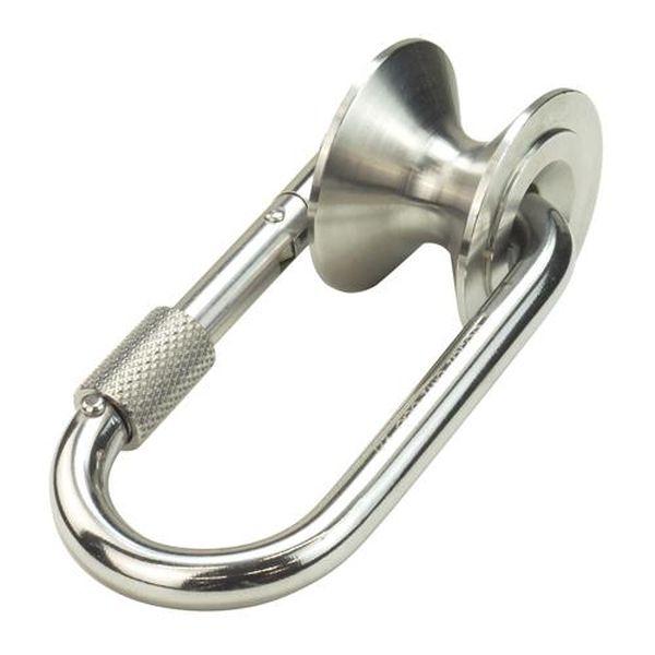 ●使用荷重(kg)…100●使用ロープ径(mm)…〜16●車径(mm)…48●全長(mm)…129●口の開き…18mm●線径…10mm●車幅…33mm●重量…390g●材質…本体：SUS304（バレル研磨）滑車：SUS303●許容速度…25...