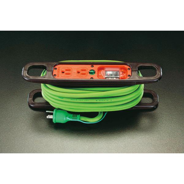 ●電線仕様…SVCT2mm2×3心●許容電流…22A（※ケーブルの能力値）●コンセント定格…接地2P・15A/125V●コンセント数…2個●コード長…10m●全長…350mm●重量…2.3kg●漏電遮断器…過負荷短絡漏電保護兼用型●漏電感度...