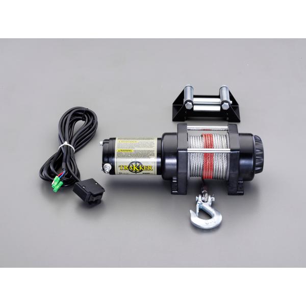 ●電源:DC12V●水平牽引能力:1360kg●使用ワイヤー:φ4.7mm×15.2m●巻取速度:8.3m/分（無負荷）●ギア比:136:1●電源コード長:4.7m●サイズ:φ112×340（L）mm●重量:6.8kgリモコン、ローラーフェ...