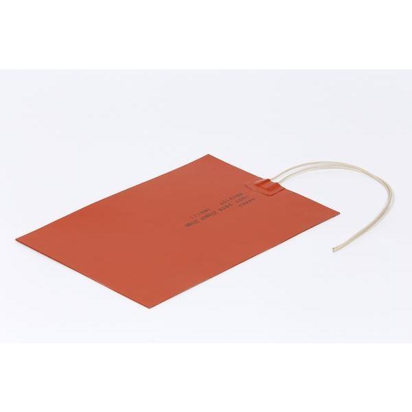 電源：AC100V連続使用温度：200℃最高使用温度：250℃構造：ガラスクロスで補強したシリコーンゴムで発熱体を絶縁保護発熱体：ニッケルクロム系金属発熱線容量密度：0.6W/cm2 （容量20W以下は0.8W/cm2）リード線：300mm...