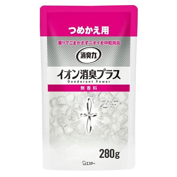 内容量：280g使用期間：通常約1.5〜2.5ヵ月間成分：アミン系消臭剤、炭酸ソーダ、重曹、非イオン界面活性剤、吸水性樹脂用途：室内・トイレ用EA939AC-71詰め替え用無香料トリプルイオン効果重曹・炭酸ソーダ・アミンそれぞれから生成され...