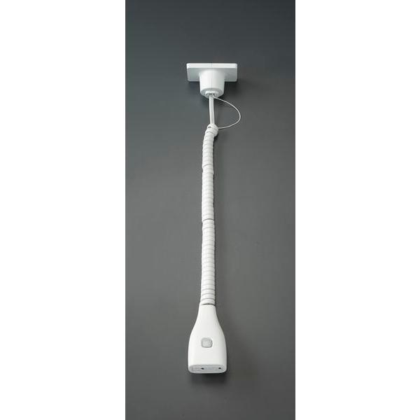 定格容量：15A 125V(1500Wまで)差込口：接地2P(抜止)コード長：0.8〜1.8m露出・埋込両用タイプ引掛コンセント用ワイヤー入りカールコードで上下に動くコンセント天井から電源がとれて配線スッキリ！フランジを分離することができる...