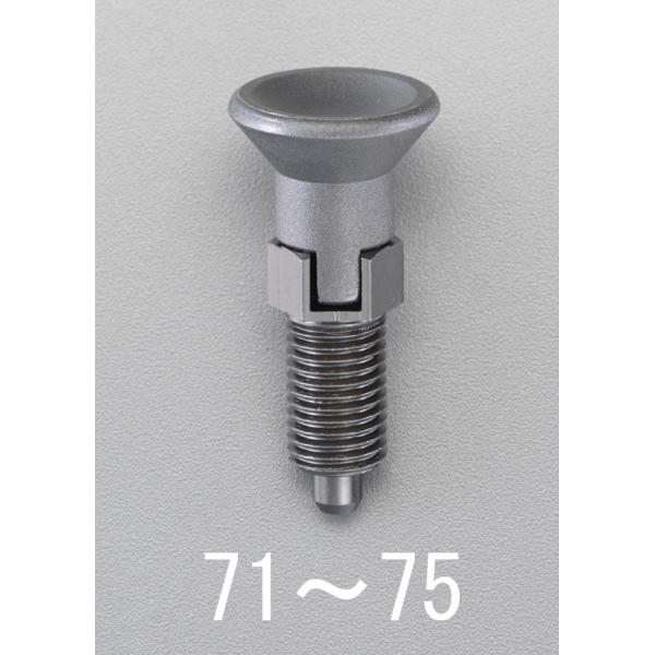 ●材質:本体:スチール(SUM22L)、ノブ:ポリアミド、ノーズ:スチール(SUM22L)●サイズ(mm):A:6、B:M12、C:25、D:51.7、J:14●耐熱温度:80℃ノーズロック付ノブを引くとノーズが引っ込み位置決め解除が簡単に...