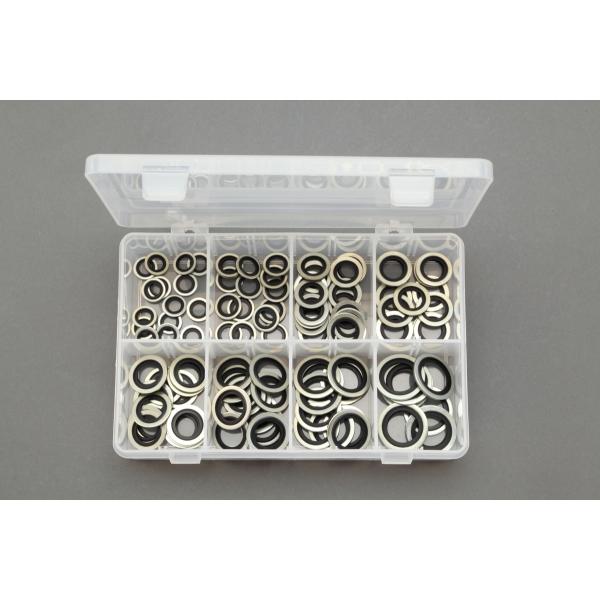 ●(セット内容):8点●材質:ニトリルゴム+鉄●ケースサイズ:約218(Ｗ)×142(Ｄ)×50(Ｈ)mm●総重量:約500gサイズ、外径×内径×厚み(入数):10mm、16×10.7×1.5mm(15)12mm、18×12.7×1.5mm...