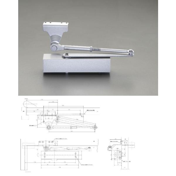 ●カラー:シルバー●材質:アルミダイカスト●適用ドアサイズ:900×2100mm●適用ドア重量:45kg以下パラレル型ストップ付上枠正面に取り付けるアングルブラケット型左右兼用タイプ取付ねじ付閉扉速度調整は3バルブ方式ドアを確実に閉鎖するラ...