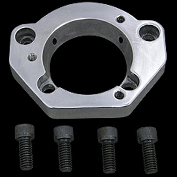 SUキャブ装着車両に適合厚さ:約14.5mmカラー:ポリッシュ素材:アルミ【セット内容】アダプター本体×1個 取り付け用アレンボルト×4本（5/16-18×3/4in）ガスケットは必ずSU用とCV用両方を使用して下さい。アダプターの厚み分、...