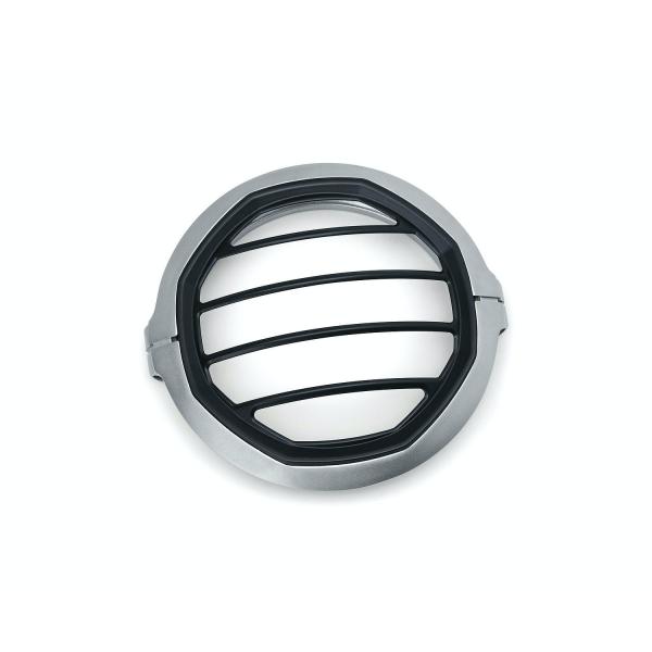 クリアキン Kuryakyn DILLINGER ヘッドライトトリム 5-3/4 純正5-3/4径のヘッドライトを装着のハーレートリム:シルバー　グリル:ブラック53/4ヘッドライト用素材:アルミニウム内容物:ヘッドライトトリムリング×1個...