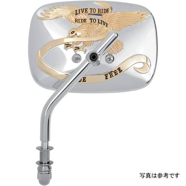 ・高品質のダイキャストミラー機能「Live to Ride Ride Free」・ミラーの背面にクロームまたはゴールドのエンボス加工されたスクリプト。・エンボス加工されたワシとスクリプトが正しく表示されるように、左バージョンと右バージョンの...