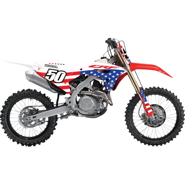Dcor Visuals グラフィックキット コンプリート USA HONDA22年-24年 ホンダ CRF250R21年-24年 ホンダ CRF450Rラジエーターシュラウド、タンク、ナンバープレート、エアボックス、下部フォークガード、フ...