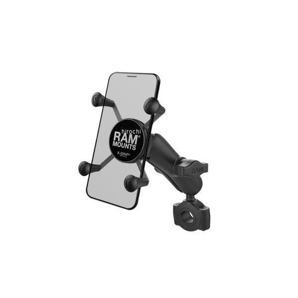 ラムマウント RAM Mounts Xグリップ＆バーマウントベース スマートフォン用 標準アーム テザー付適合:Xグリップ:幅 約48mm-82mm・厚み 22mmまで取付け可能、バーマウントベース:φ19-φ25．4mm対応カラー:ブラッ...