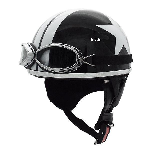 TNK工業 ゴーグル付きハーフヘルメット パールブラック/スターサイズ：DEEP FREE（58〜60cm未満）カラー：パールブラック/スター規格：SG規格適合125cc以下対応。（125cc以下のオートバイで一般公道の走行が可能です。）材...