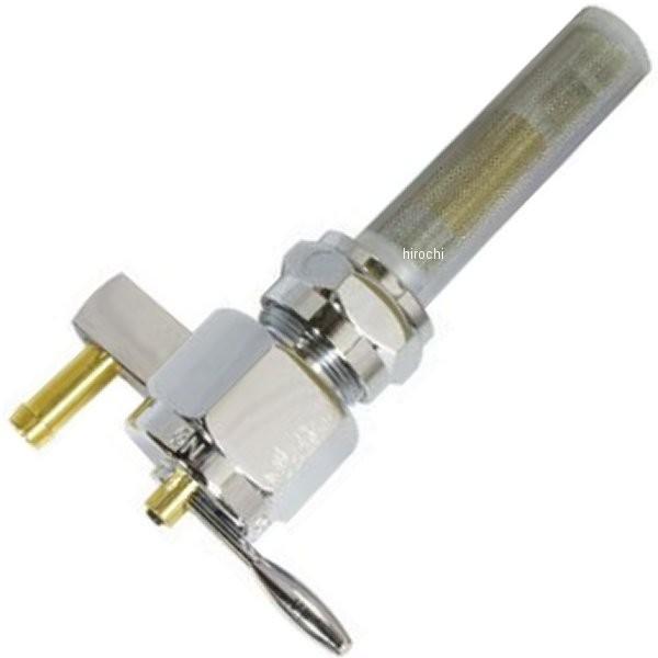 ガッツクローム ガソリンコックストレートヘックスタイプの22mm(13/16インチ)サイズ1/4径のガソリンホースに対応75年式以降のタンクに適合ガスタンク中央にコックを取り付けるタンクに最適※ツマミの位置を表した図は上から見たツマミの位置...