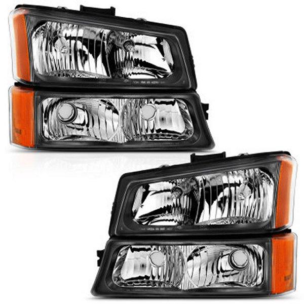 ANZO 2003-2006 Chevy Silverado Crystal Headlight w/ Signal Light Black Amber (4 pcs)メーカー：ANZOメーカー品番：111452・掲載画像は、カタログより抜...