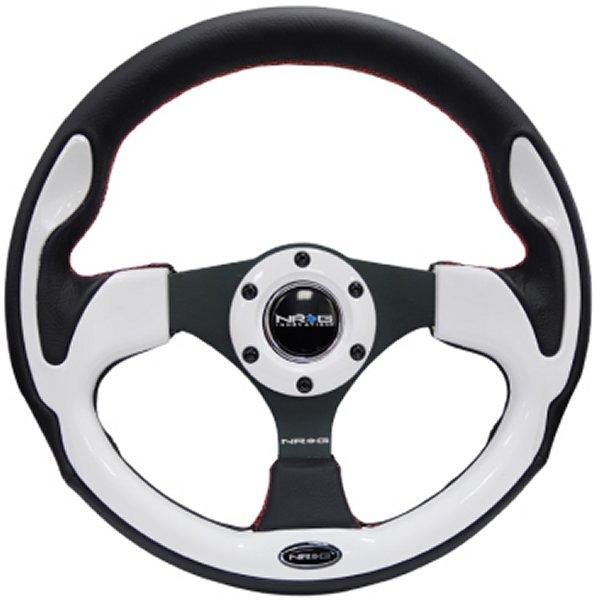 NRG Reinforced Steering Wheel (320mm) Blk w/White Trim &amp; 4mm 3-Spokeメーカー：NRGメーカー品番：RST-001WT・掲載画像は、カタログより抜粋した参考画像となっ...