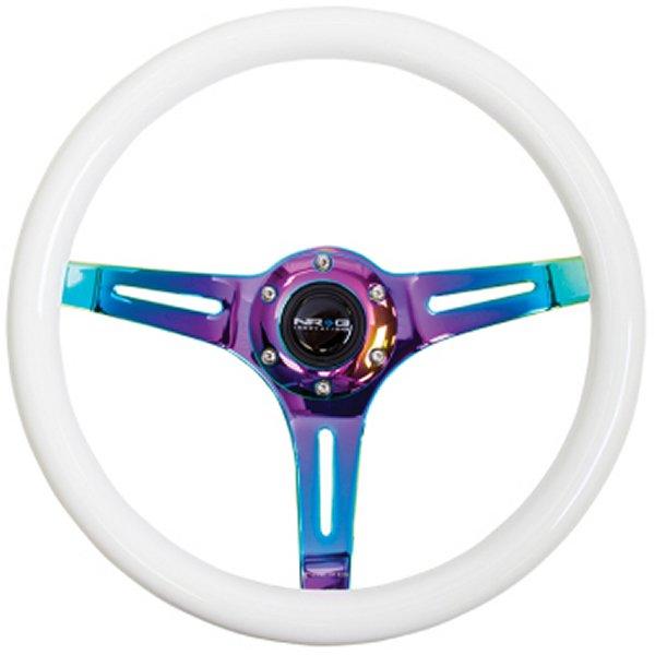 NRG Classic Wood Grain Steering Wheel (350mm) Glow-N-The-Dark Green Grip w/Neochrome 3-Spoke Centerメーカー：NRGメーカー品番：ST-015...